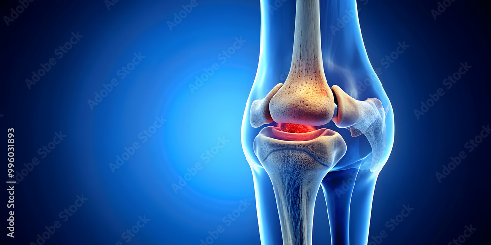 Medically accurate of an arthritic knee joint with damaged ligaments ...