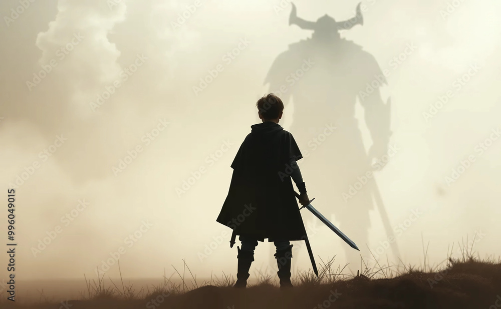 David and Goliath. Bible story of a young Shepherd boy defeating a ...