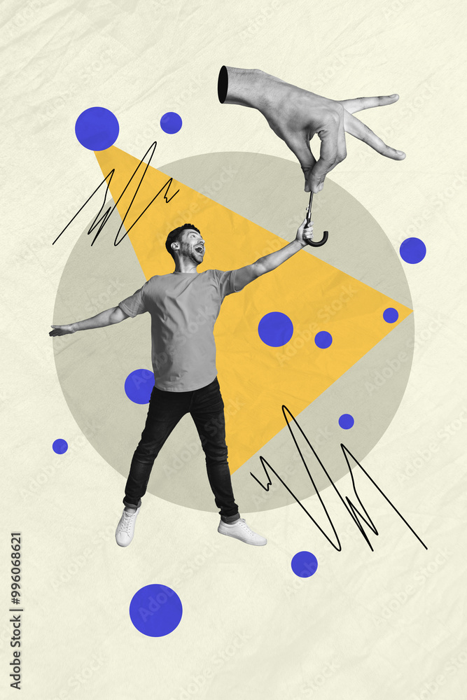 Composite sketch image trend artwork photo collage of floating ball ...