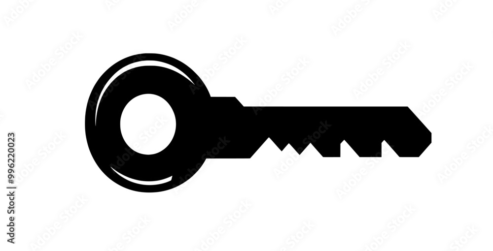 Modern key icon. Key black flat and line isolated on transparent ...