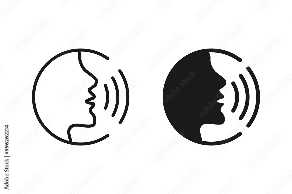 Talking man vector icon set. great for logos and voice control ...
