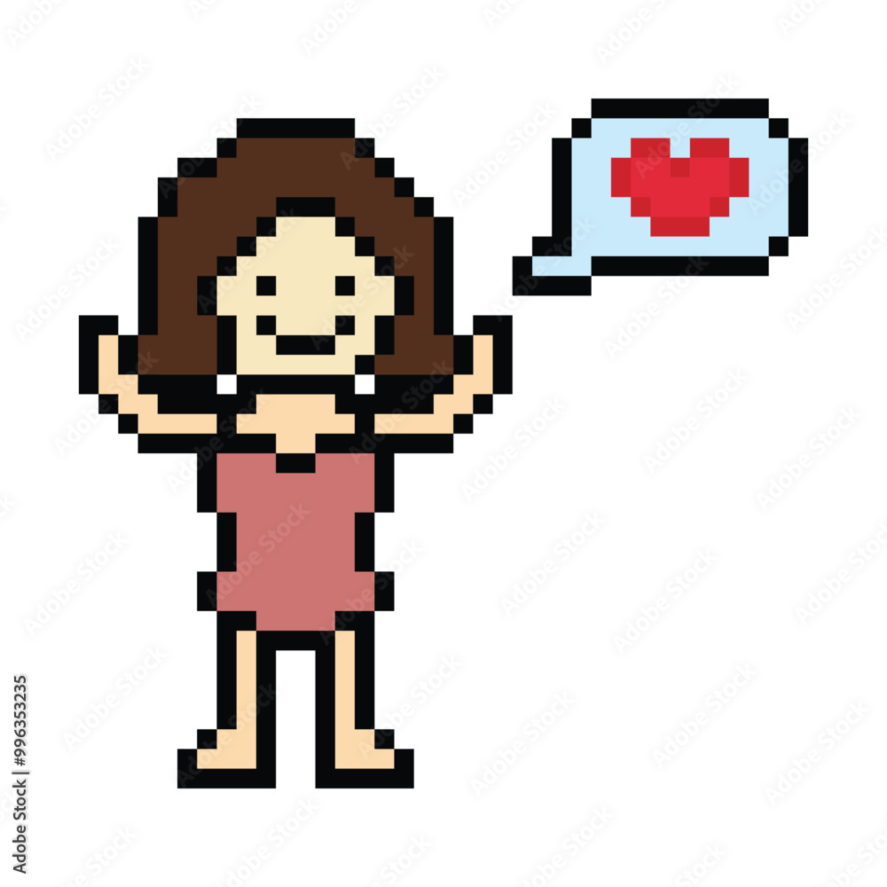 Cute pixel cartoon one piece character woman bikini swimming suit game ...