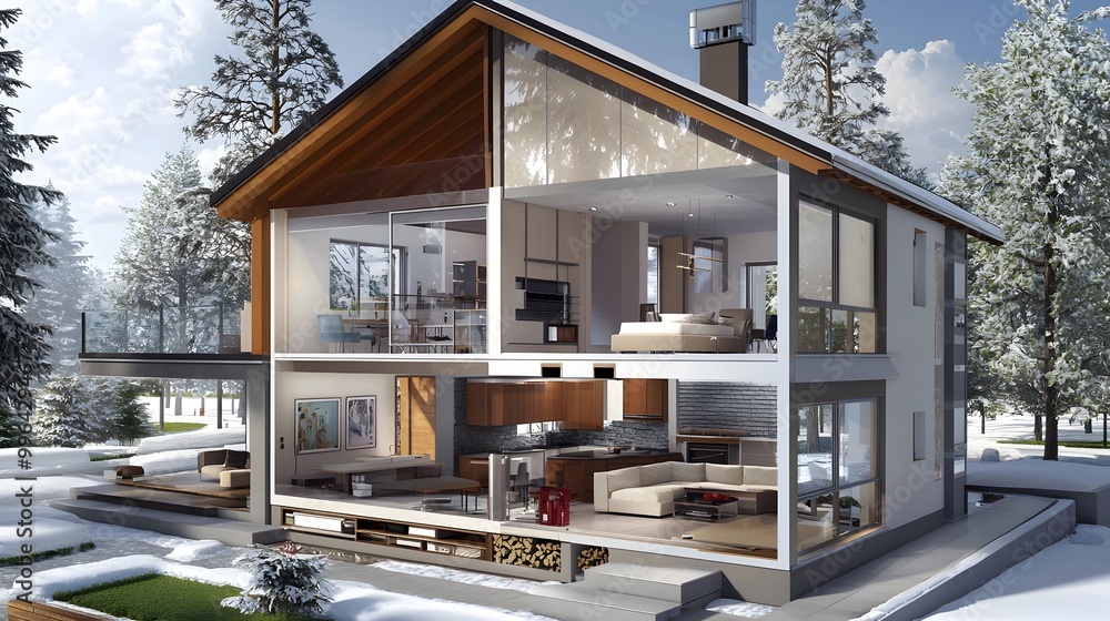 Cross-section Diagram of House Highlighting Effective Ventilation and ...