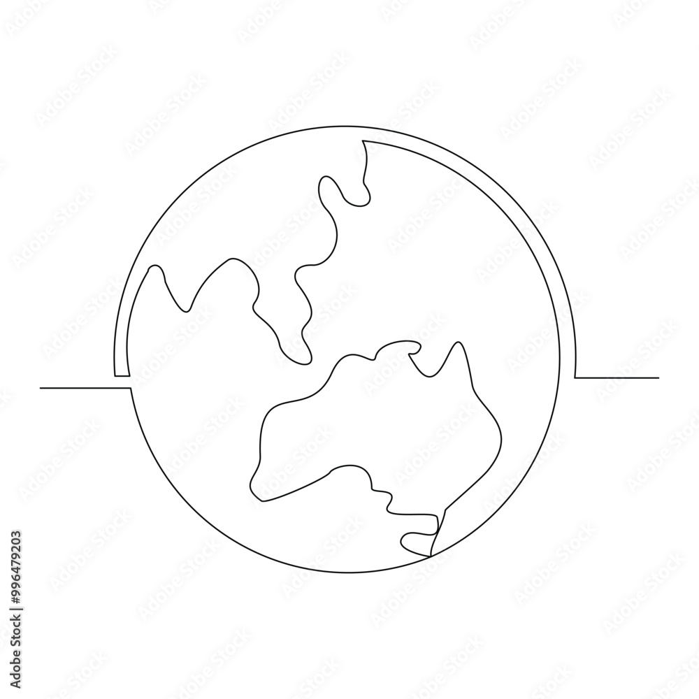 Continuous single line sketch drawing of Australia map country nation ...