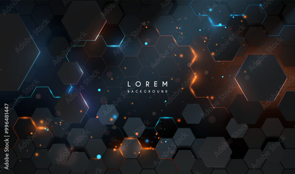 Hexagonal shapes background with light effects Stock Vector | Adobe Stock