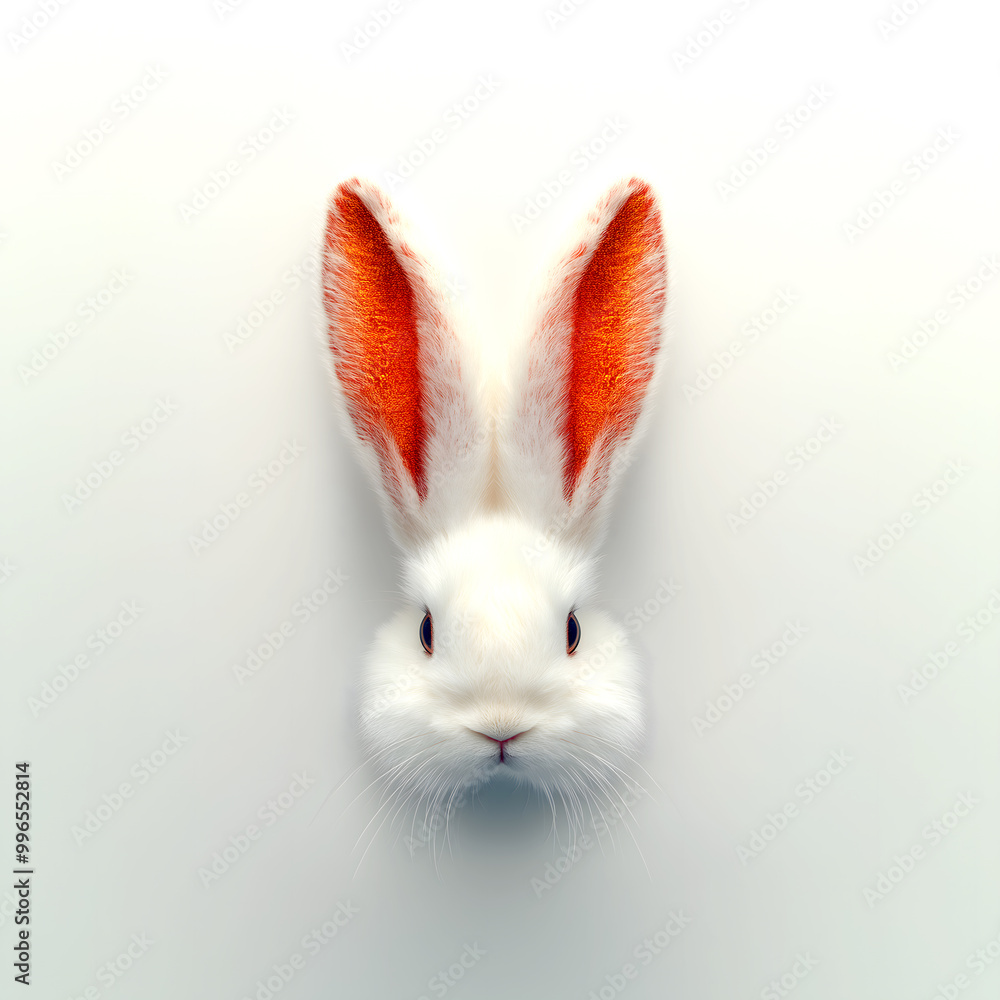 fluffy rabbit ears, soft and plush texture, realistic details, white ...