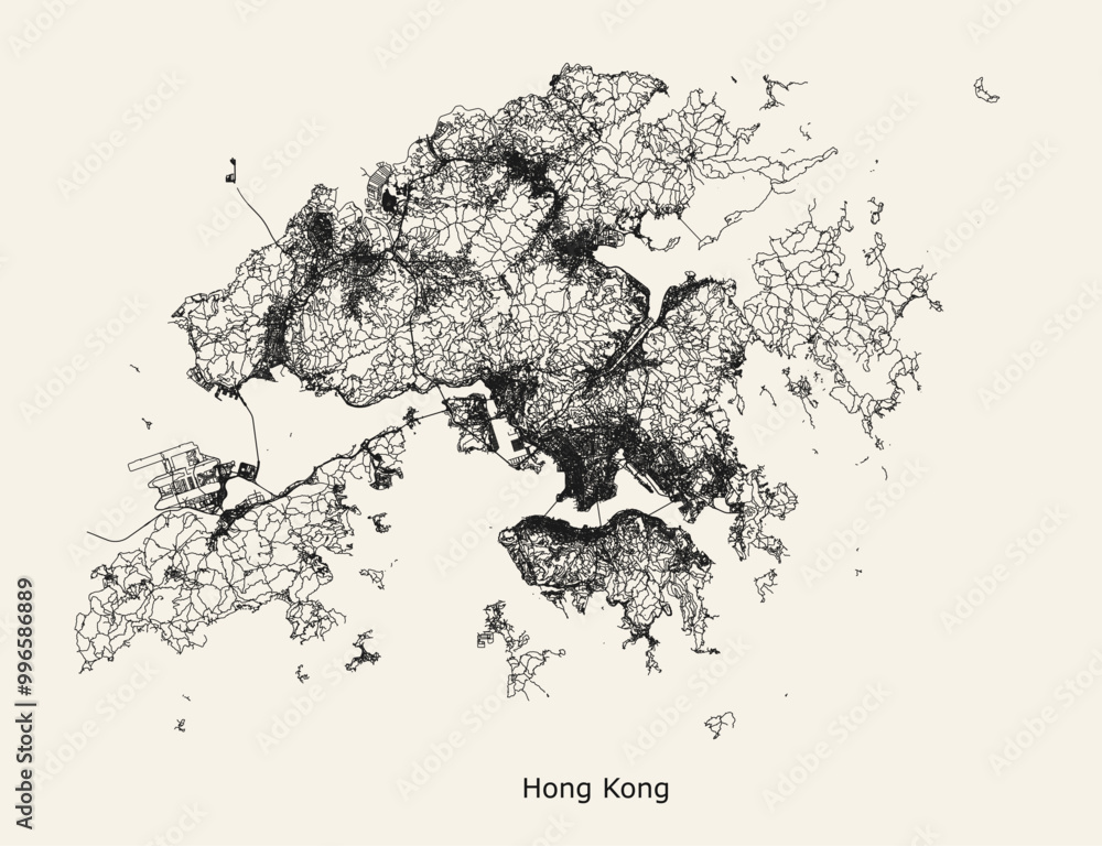 Road map of Hong Kong, China Stock Vector | Adobe Stock