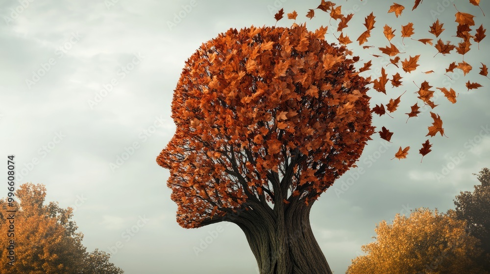 Illustration depicting the concept of memory loss and brain aging ...