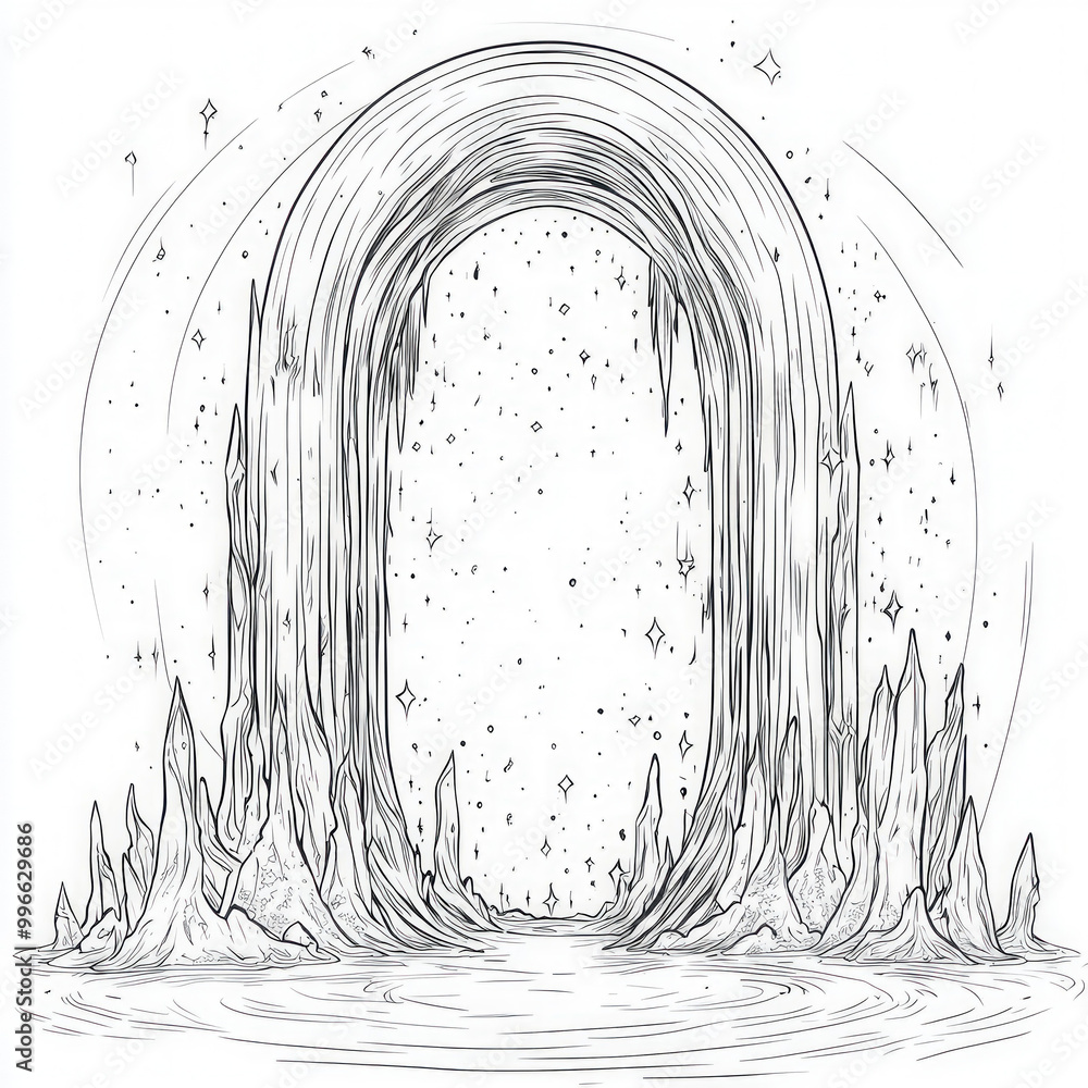 A magical portal leading to another world, coloring page for kids ...