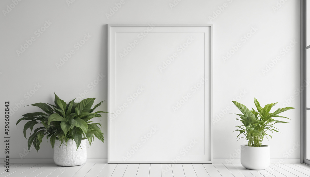 Mock up frame with minimal decoration close up in home interior ...