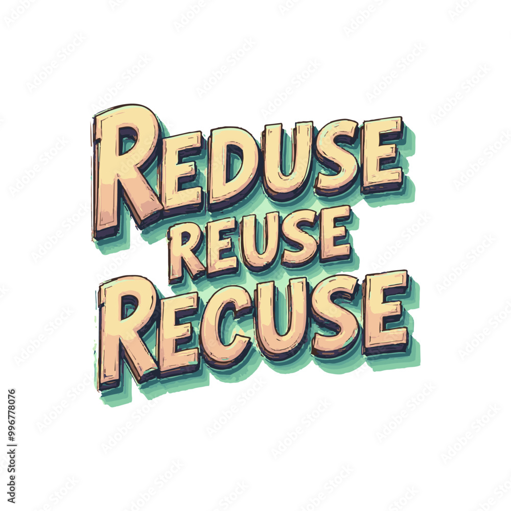 Reduce, Reuse, Recycle quote typography design for t shirt, mug, poster ...