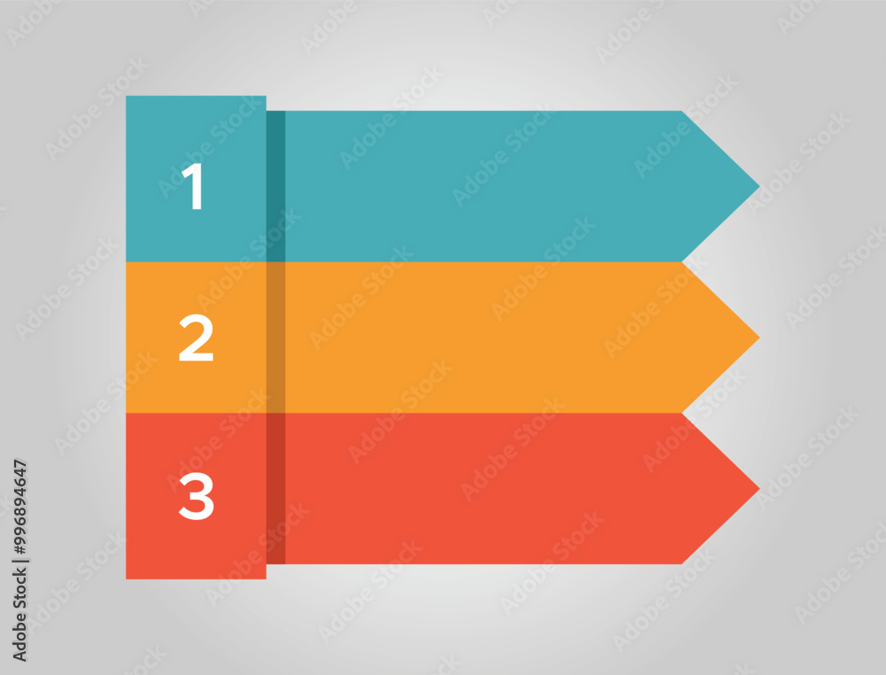 Inverted pyramid divided into 3 colorful parts or layers. Concept of ...