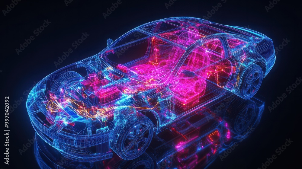 3d mesh visualization of a car s internal wiring network created with ...
