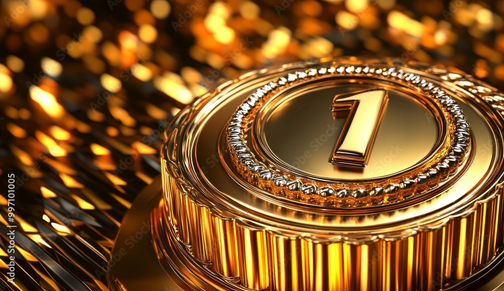 A gold winner first place champion podium award stage background of ...