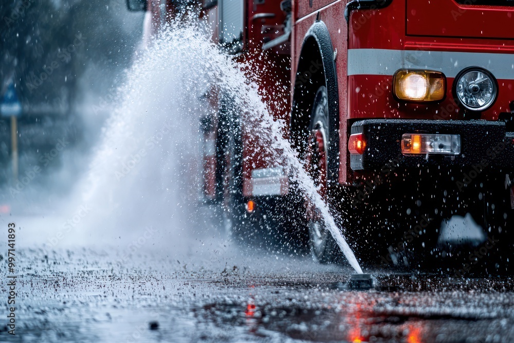 Fire engine equipped with an air mechanical foam generator for ...