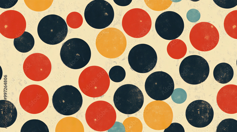 An illustration of a vintage polka dot pattern with a retro color ...