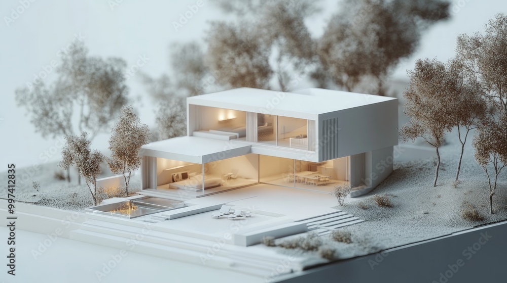 Modern Minimalist Home, sleek design with open spaces, innovative floor ...