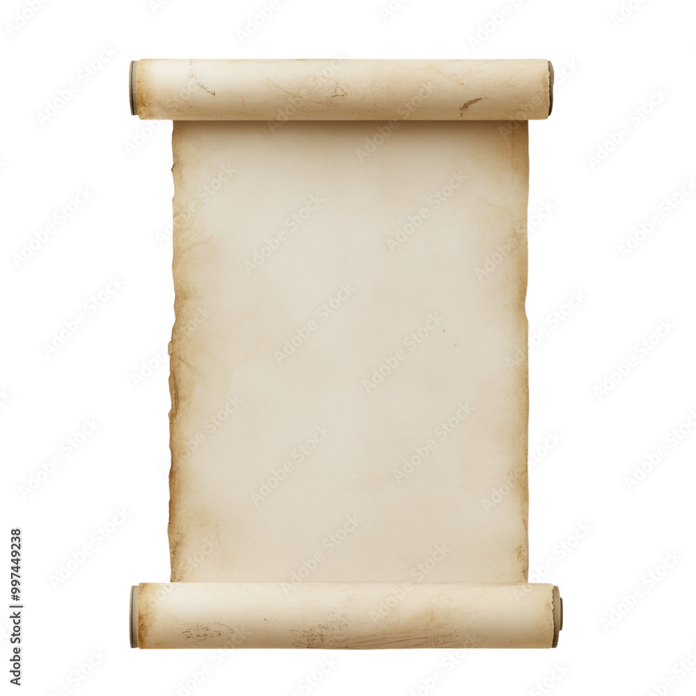 Blank paper scroll mock-up with rolling ends. png, transparent ...