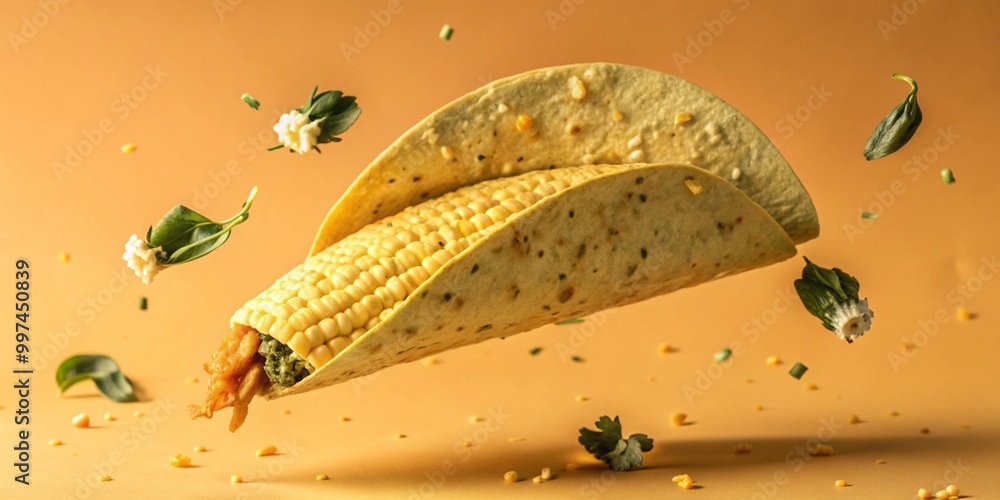 Tortilla volando, un delicioso ingrediente mexicano, representando una ...