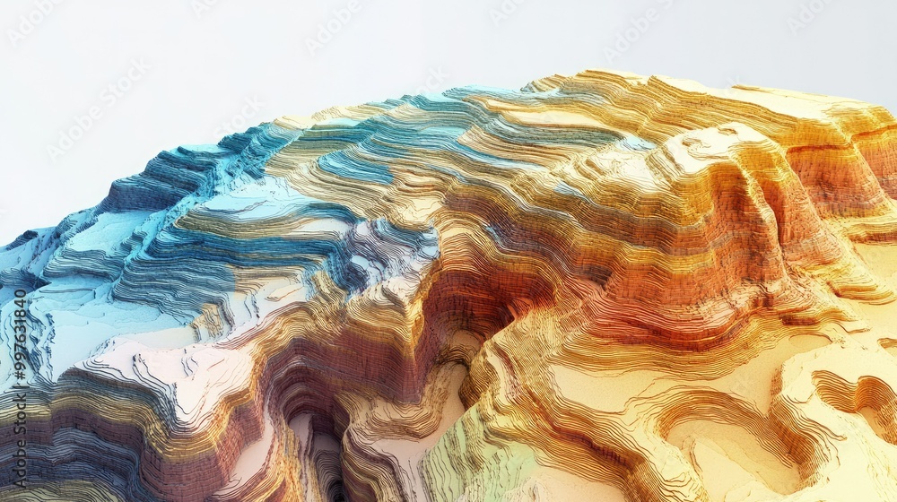 Ilustración de Stock A 3D GIS model showing a complex terrain with ...