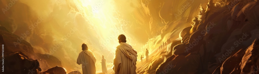 Jesus speaking with Moses and Elijah a vivid tableau of historical ...