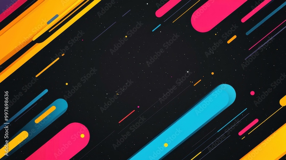 Vibrant 2D vector lines dance across a dark background, creating a ...