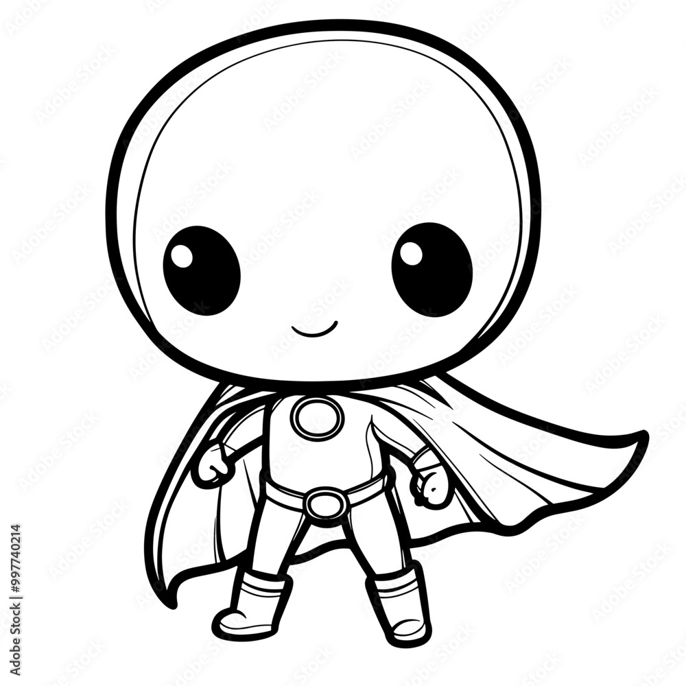 Cute kawaii superhero coloring page for kids Stock Vector | Adobe Stock