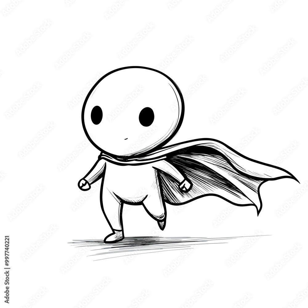 Cute kawaii superhero coloring page for kids Stock Vector | Adobe Stock