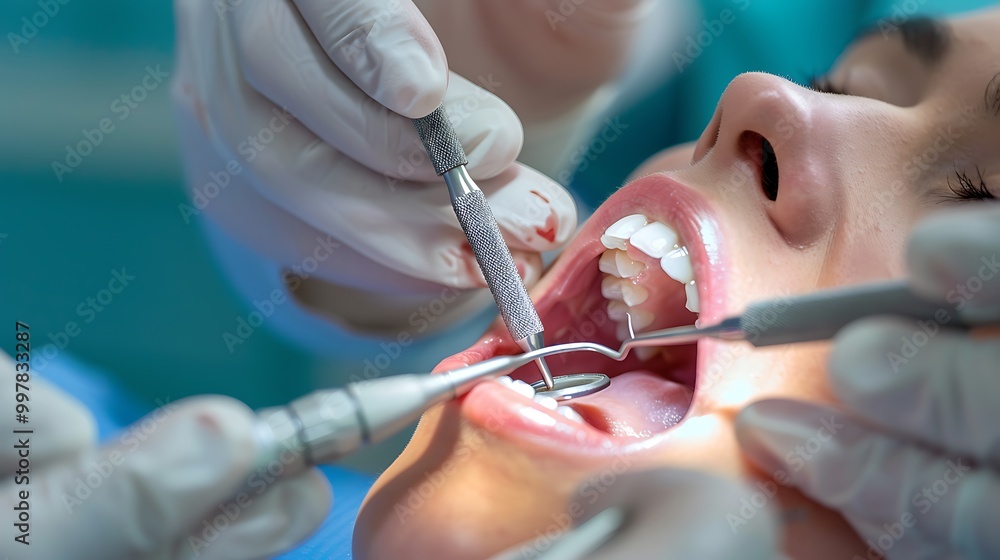 Dentist using rotary endodontic instruments during root canal ensuring ...