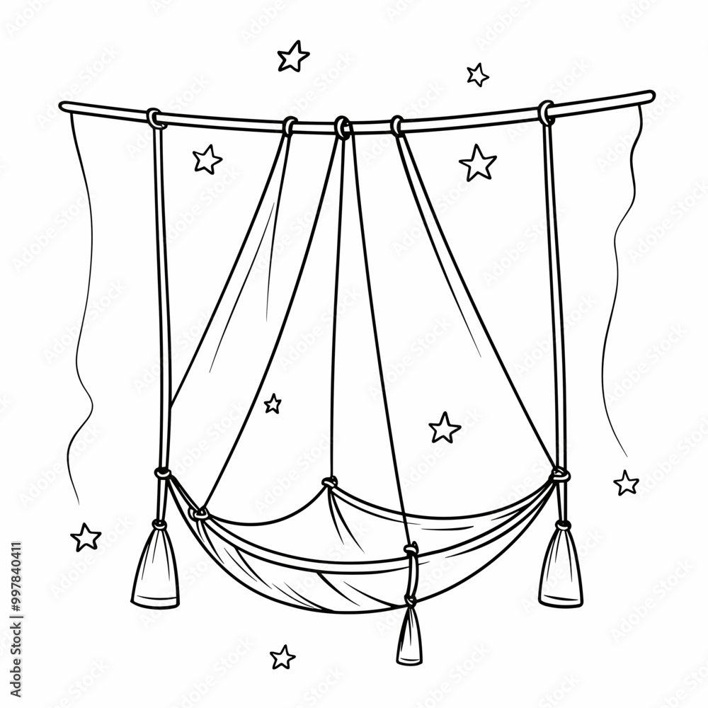kawaii circus trapeze coloring page for kids Stock Vector | Adobe Stock