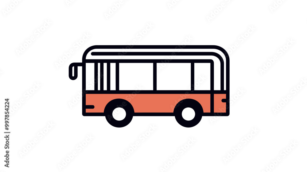 Minimalistic Line Art Icon of a Modern Bus - Vector Illustration for ...