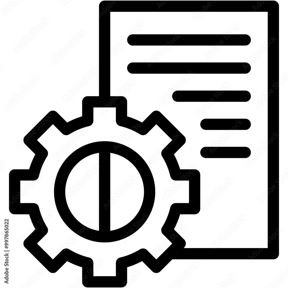 Vector Icon Process, Execution, Configuration, Control, Document, Gear ...