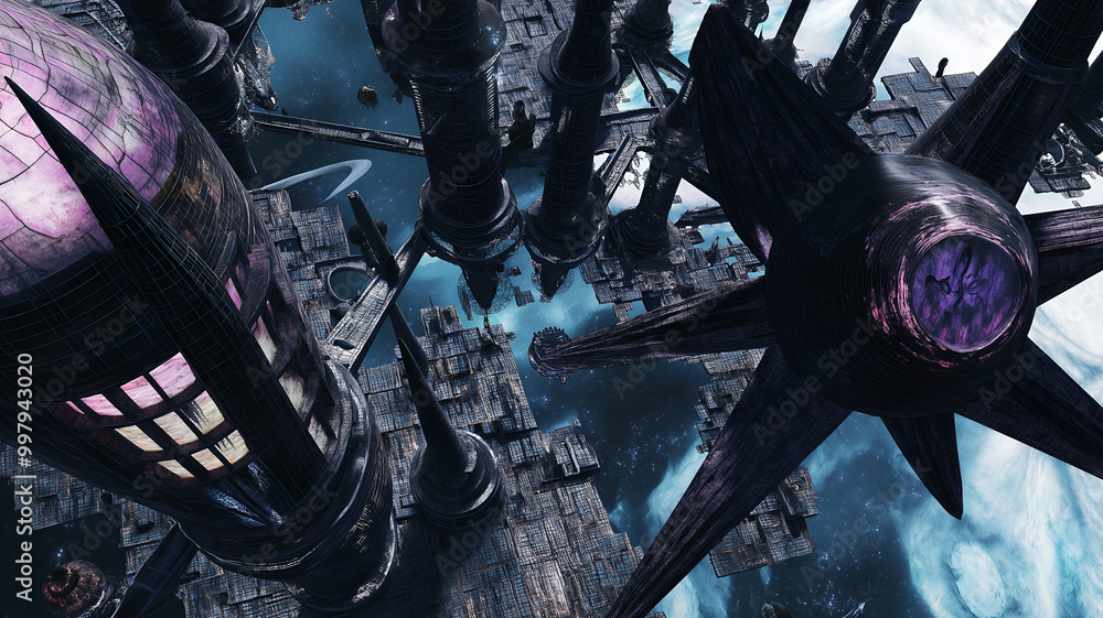 Ilustración de Stock Alien City Battle Map for Sci-Fi DnD, Top-Down ...