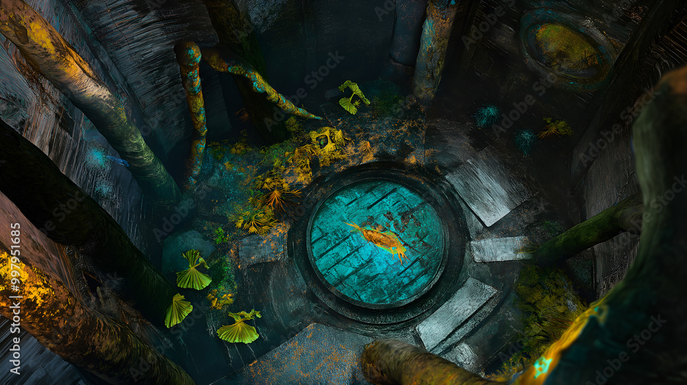 Fotografie Alien Temple Battle Map for Sci-Fi DnD, Top-Down Tabletop ...