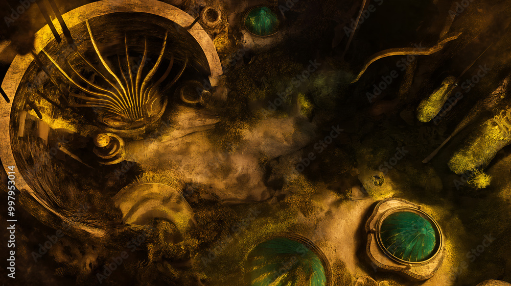 Foto de Stock Alien Temple Battle Map for Sci-Fi DnD, Top-Down Tabletop ...