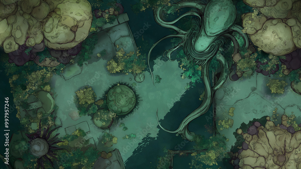 Alien Temple Battle Map for Sci-Fi DnD, Top-Down Tabletop Role-Playing ...