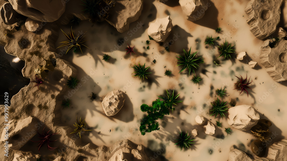 Mountainous Terrain Battle Map for Sci-Fi DnD, Top-Down Tabletop Role ...