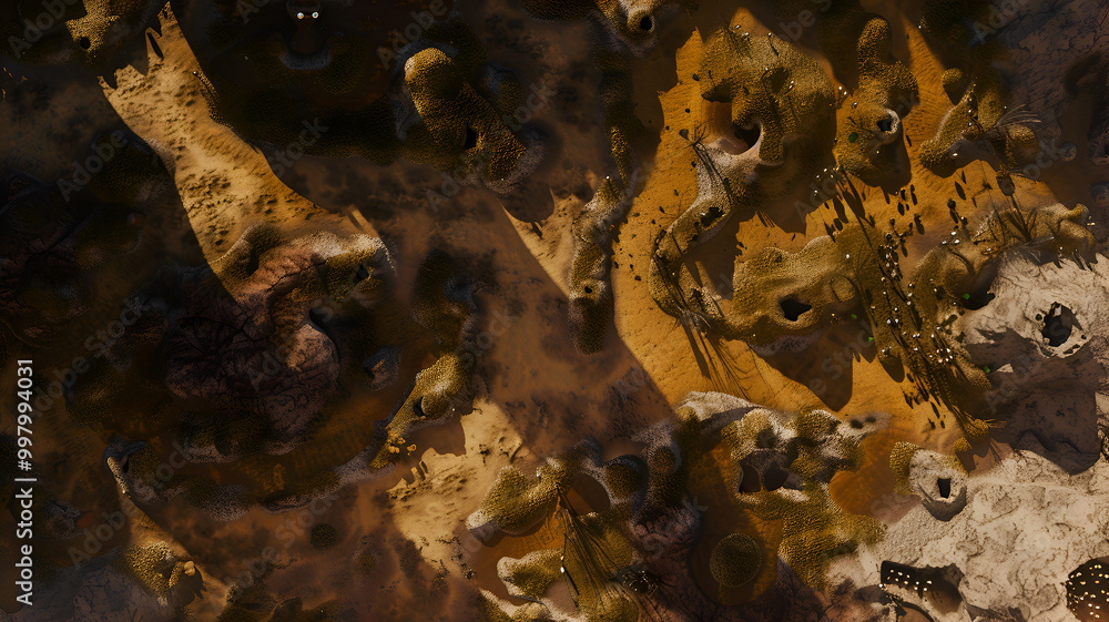 ภาพประกอบ Stock Mountainous Terrain Battle Map for Sci-Fi DnD, Top-Down ...