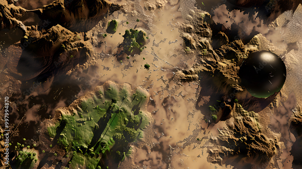Mountainous Terrain Battle Map for Sci-Fi DnD, Top-Down Tabletop Role ...