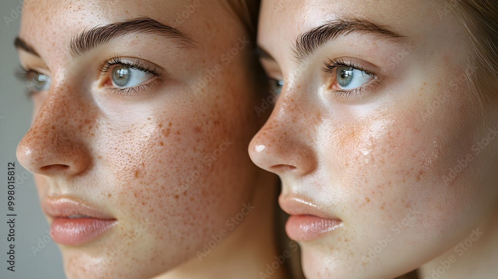 Before-and-after acne treatment comparison, highlighting severe ...