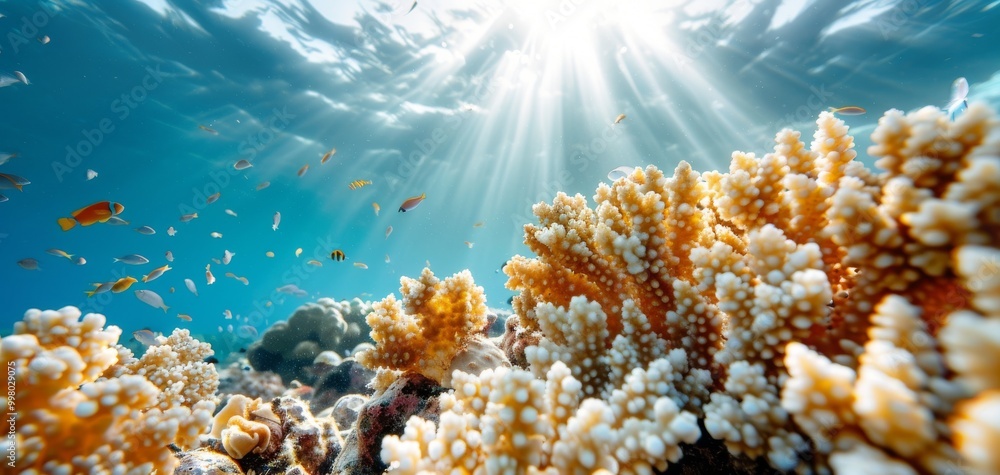 Breathtaking underwater scene featuring vibrant coral reefs and ...