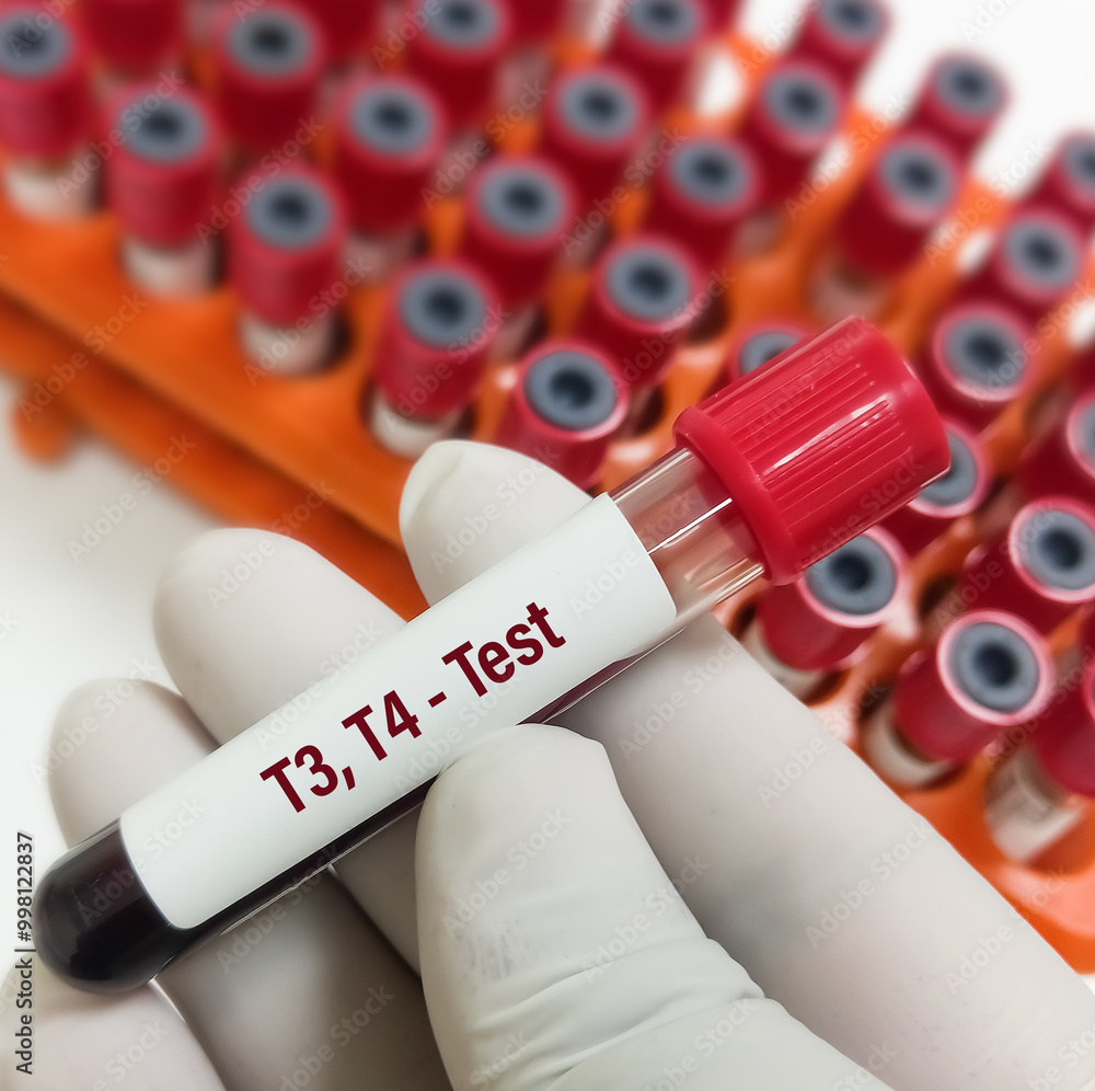 Blood sample for Thyroid function tests or thyroid panel test (T3,T4 ...