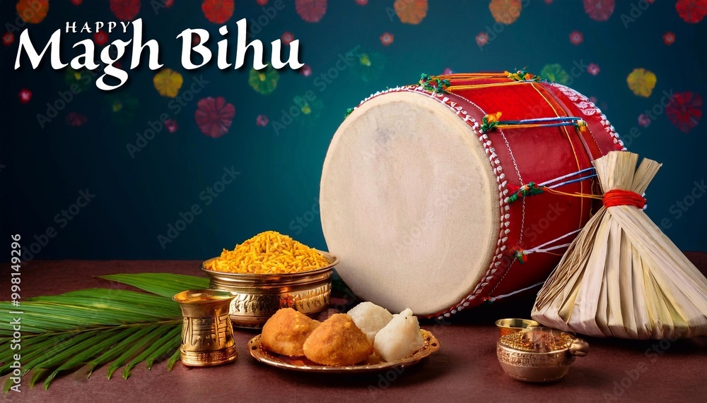 Happy Magh Bihu Festival Poster Design Stock Illustration | Adobe Stock