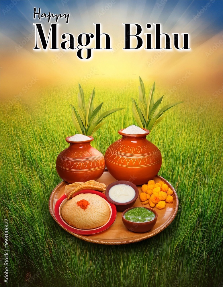 Happy Magh Bihu Festival Poster Design Stock Illustration | Adobe Stock