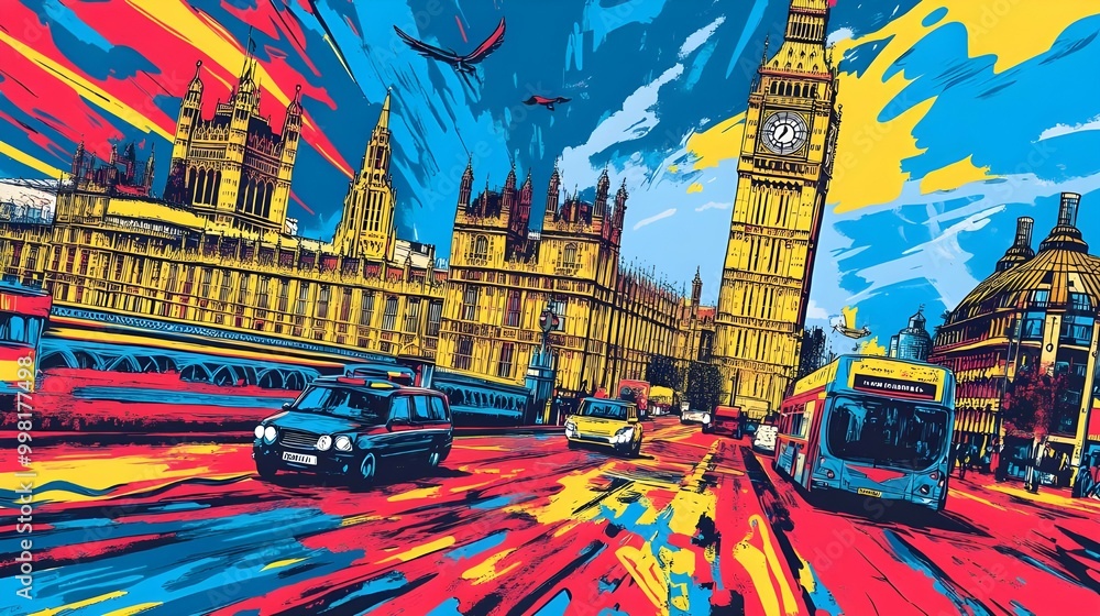 Ilustración de Stock London Pop Art: Big Ben and Tower Bridge – A ...