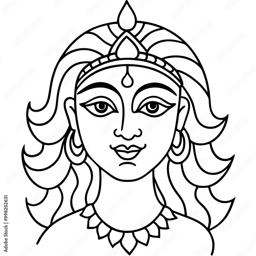 durga maa head drawing Stock Vector | Adobe Stock