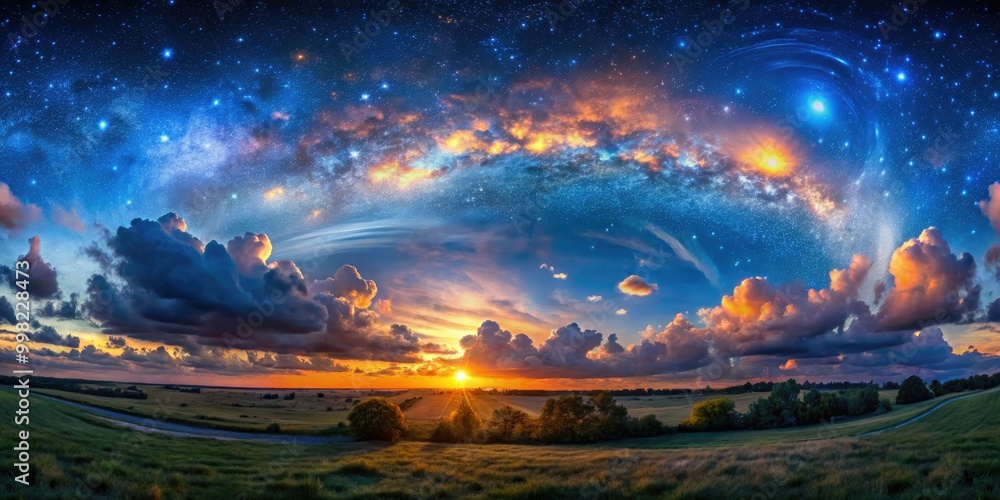 Breathtaking HDRI night sky featuring stars and clouds, perfect for 3D ...