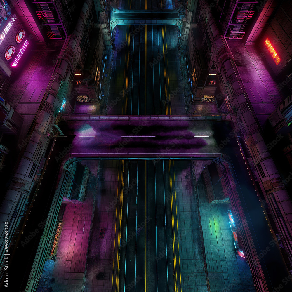Cyberpunk Cityscape Battle Map for DnD, High-Resolution Digital Map for ...