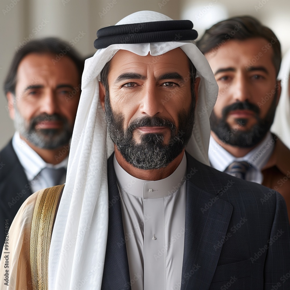 multi-national businessmen are standing in one frame where the first ...