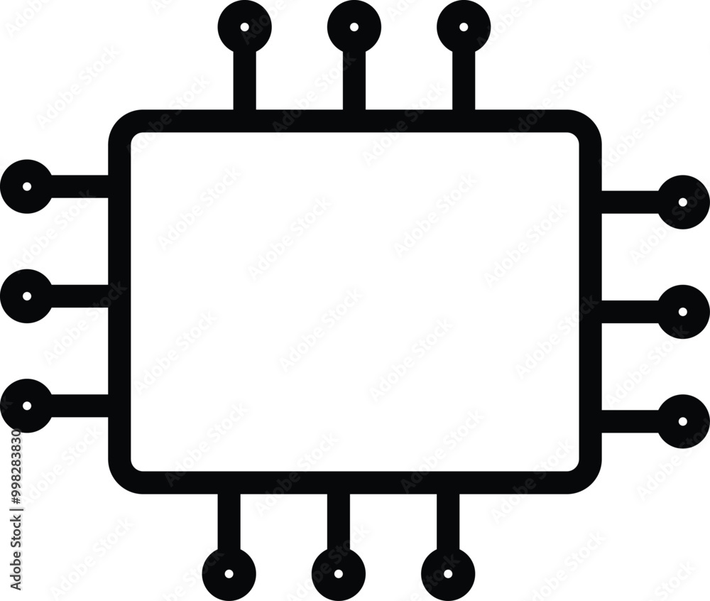 Stylized Digital Chip Line Art: A Clean Vector Representation of ...